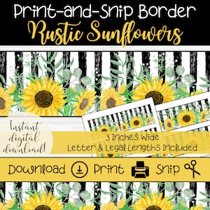 Sunflower Bulletin Board Border | Printable Floral Themed Border Strips ...