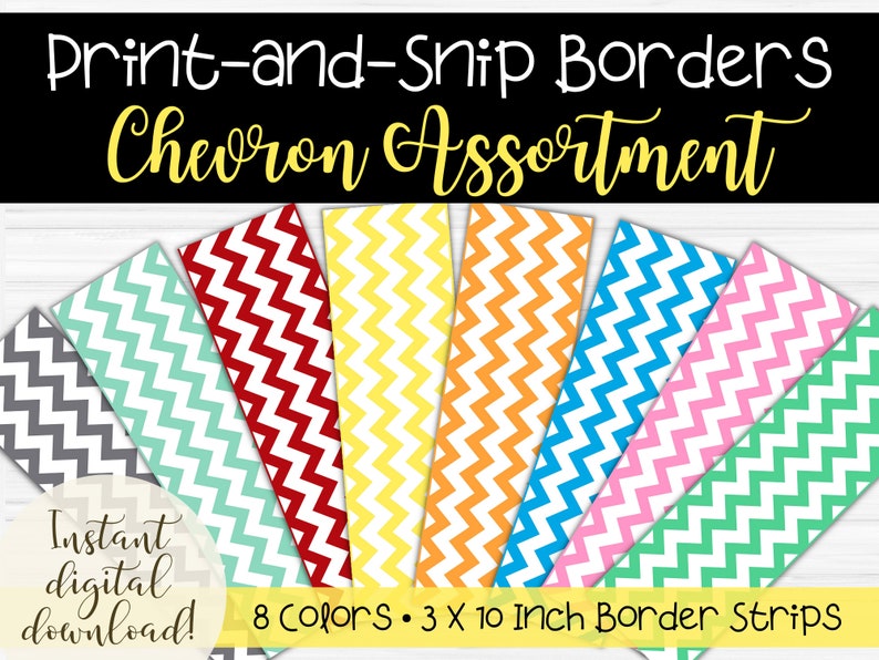Chevron Bulletin Board Border Strips Cute Printable Trim for Classroom ...