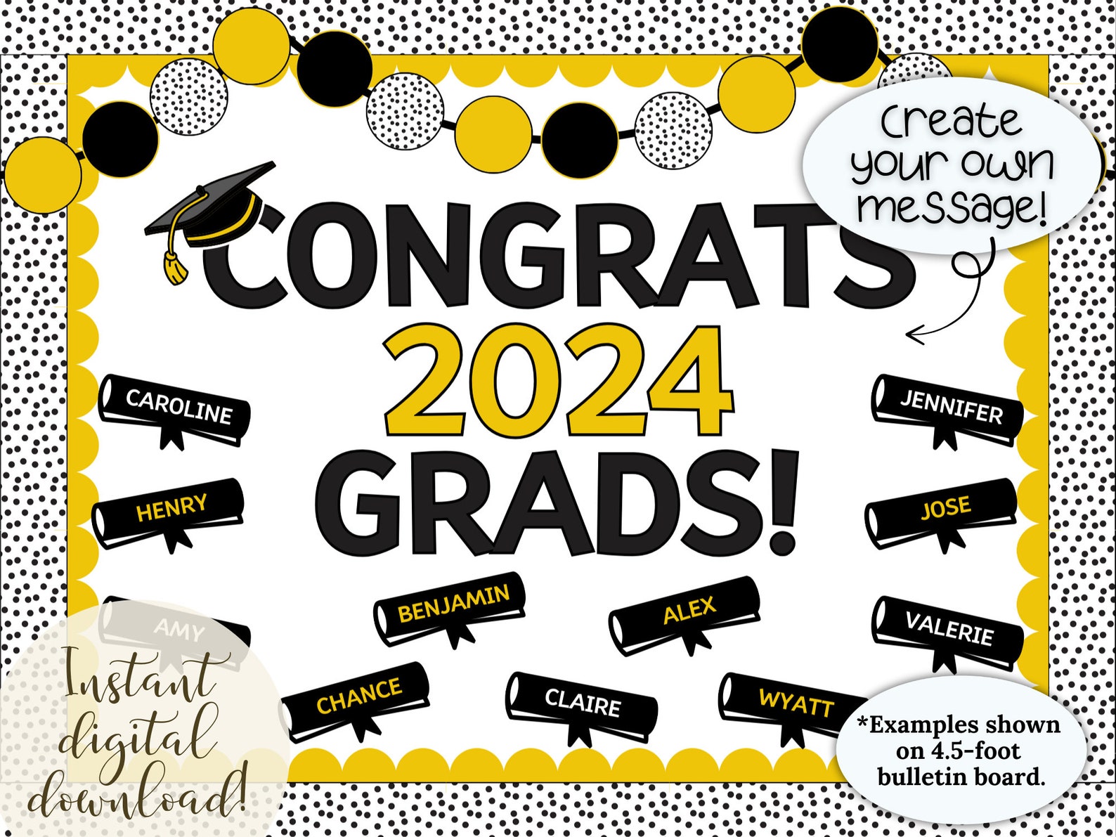 Graduation Bulletin Board Kit | Printable & Editable | Cap and Diploma ...