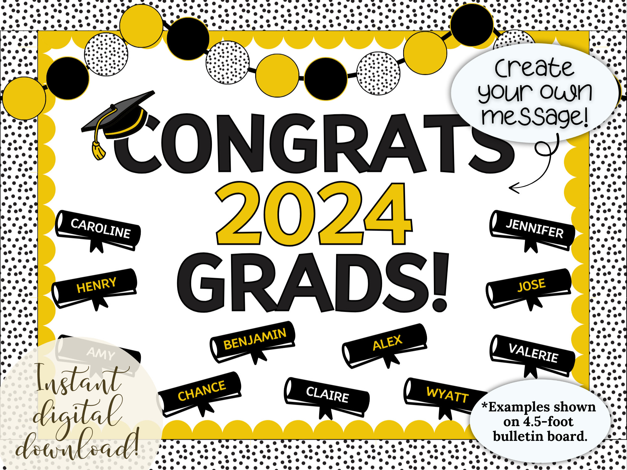 Graduation Bulletin Board Kit | Printable & Editable | Cap and Diploma ...