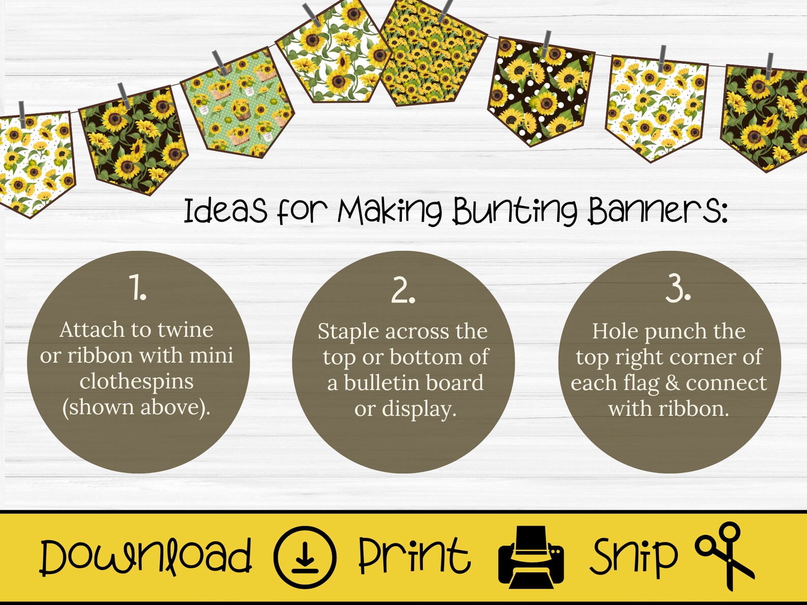 Yellow Sunflowers Bunting Banner Flags Bulletin Board - Etsy