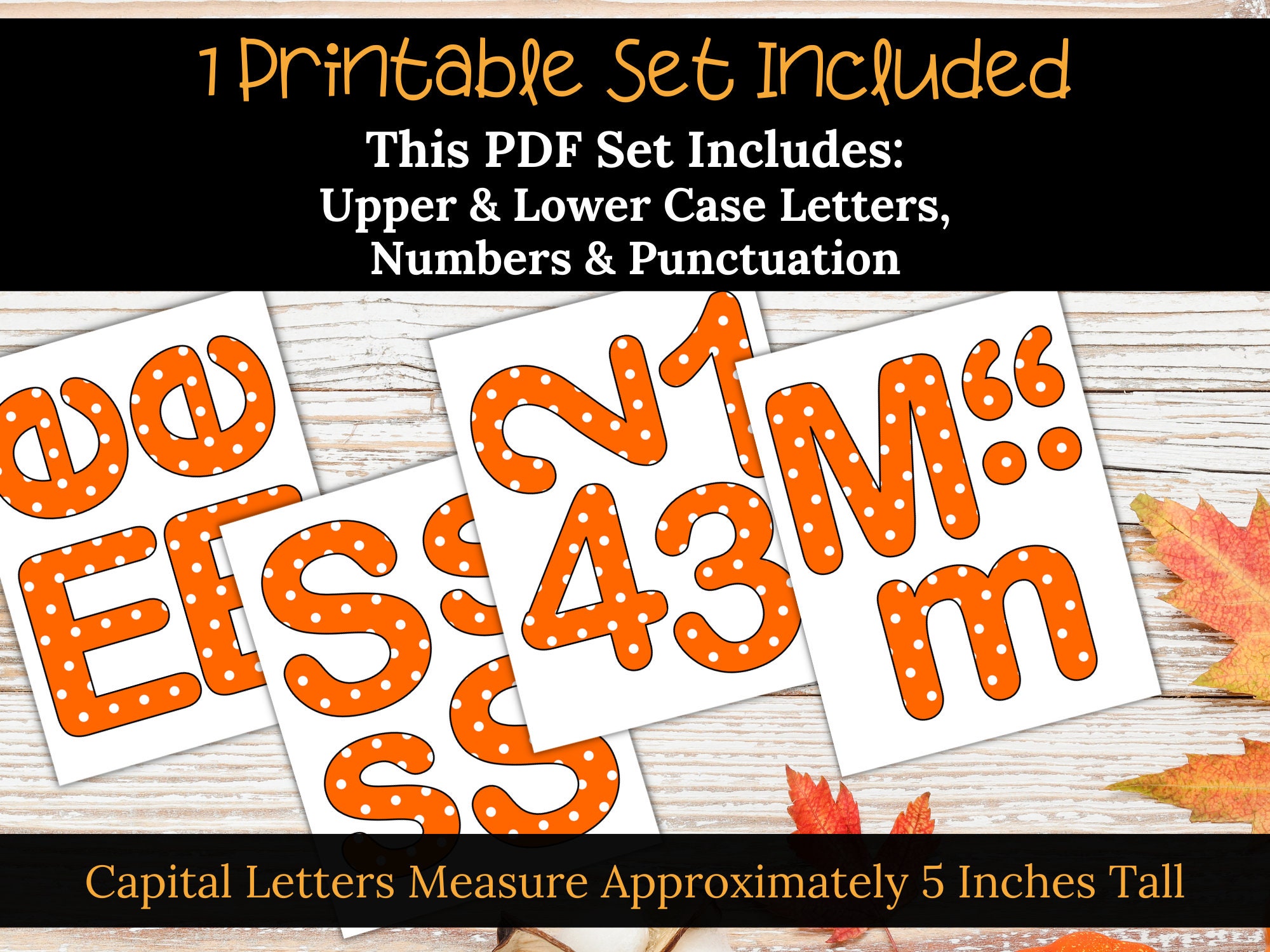 Printable Orange and White Polka Dot Bulletin Board Letter Set - Etsy