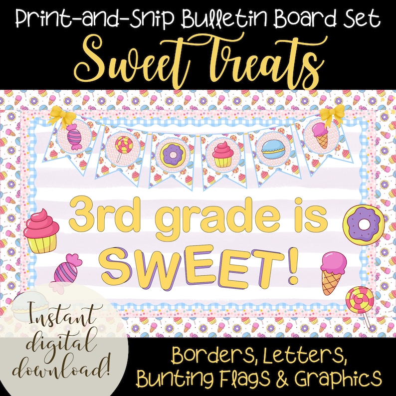 Sweets Bulletin Board Set, Printable Classroom Display Kit, Letters ...