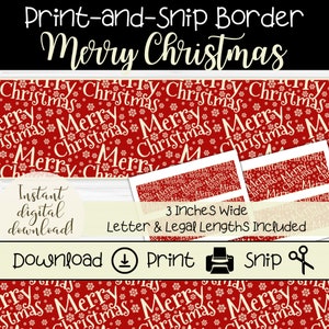 Merry Christmas Bulletin Board Border | Printable Holiday Border Strips ...