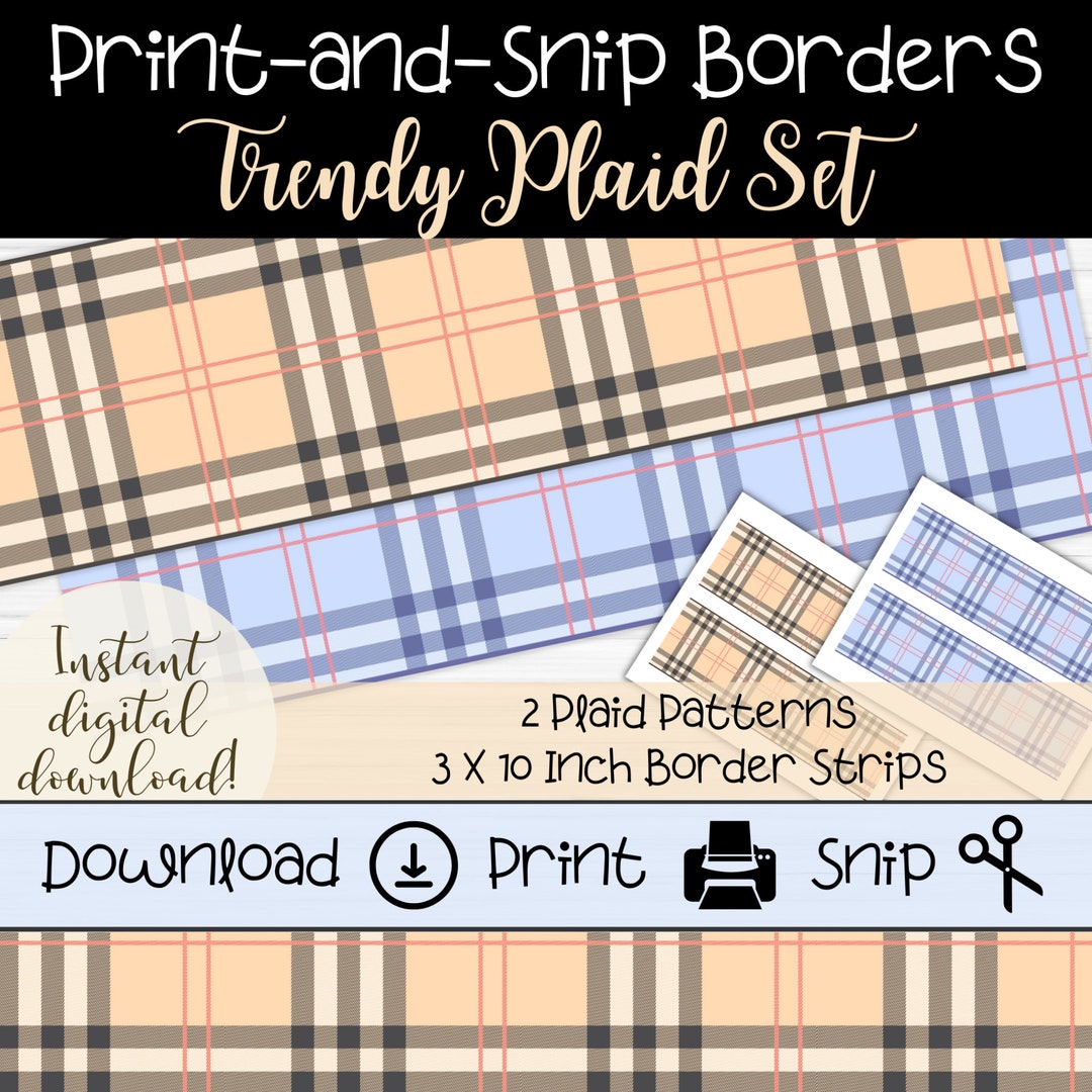 Trendy Classroom Bulletin Board Borders | Printable Plaid Trim for ...