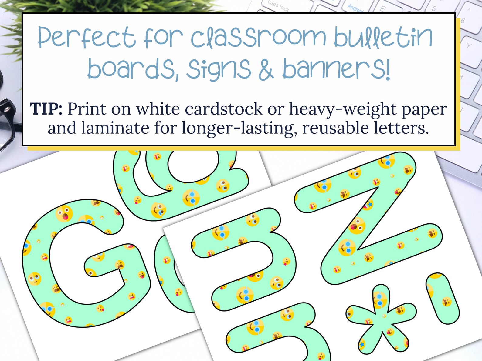 Printable Emoji Faces Classroom Bulletin Board Letters DIY - Etsy