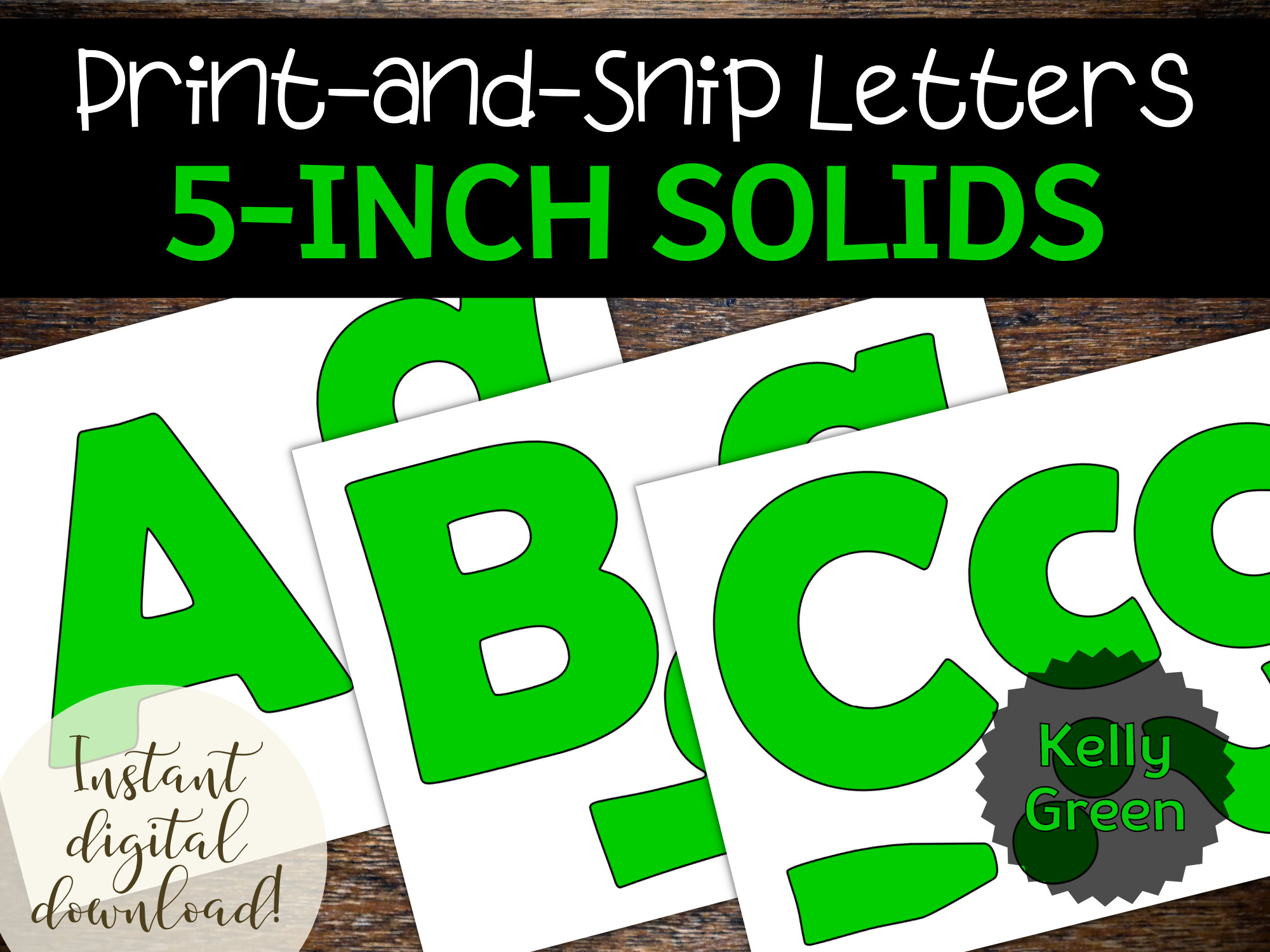 Kelly Green Bulletin Board Letters and Numbers, Printable Letter Set ...