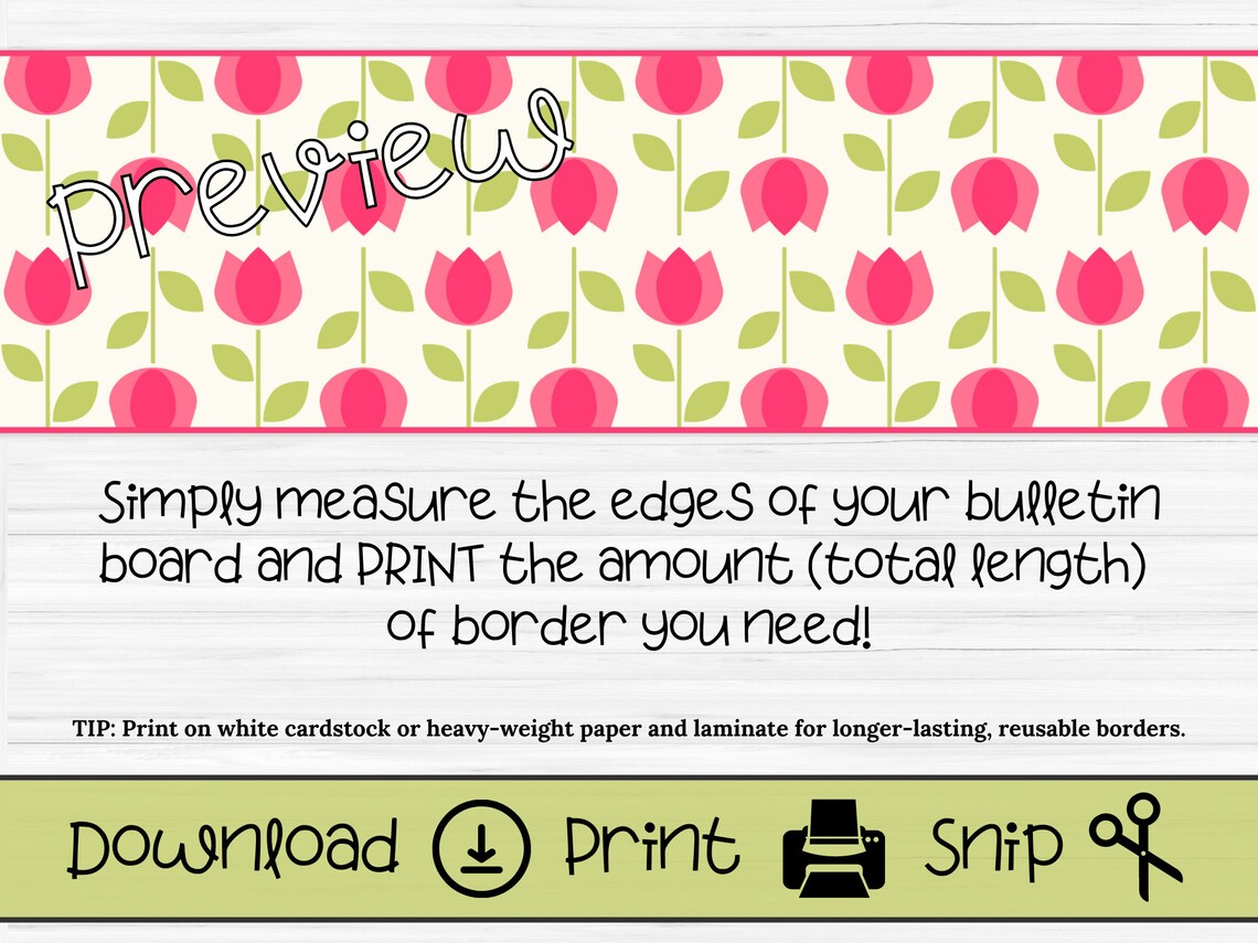 Bulletin Board Border and Letters Combo Set Printable Spring - Etsy