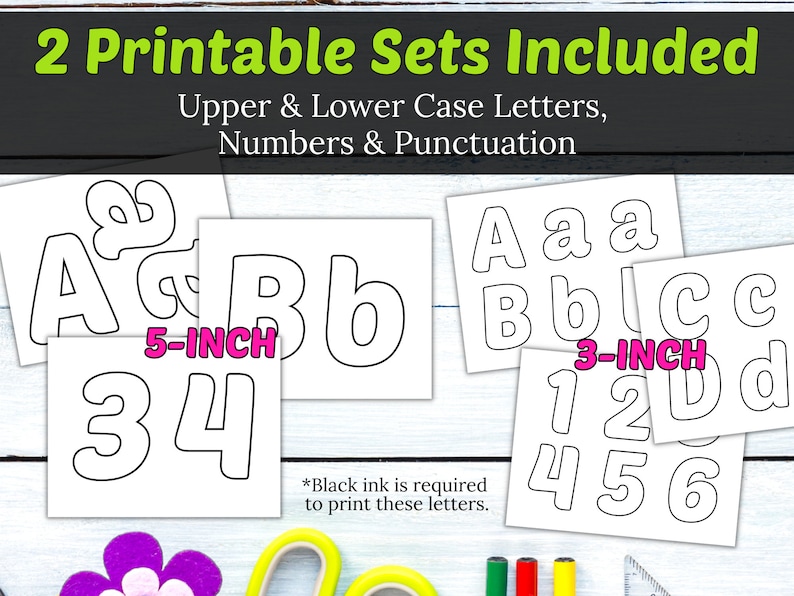 Printable Bulletin Board Letters 3 Inch & 5 Inch Letter Sets Teacher ...