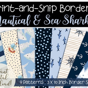 Nautical Bulletin Board Border Strips | Printable Shark Borders | Trim ...