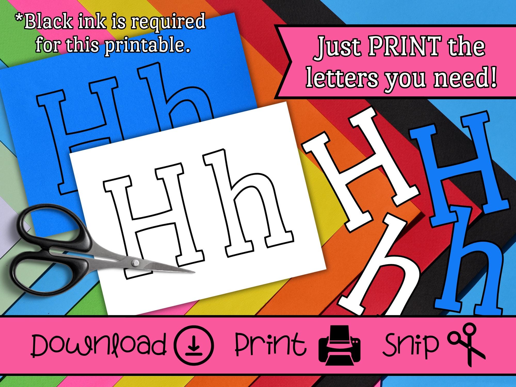 Large Bulletin Board Letter Set, Printable 5-inch Letters & Numbers for ...