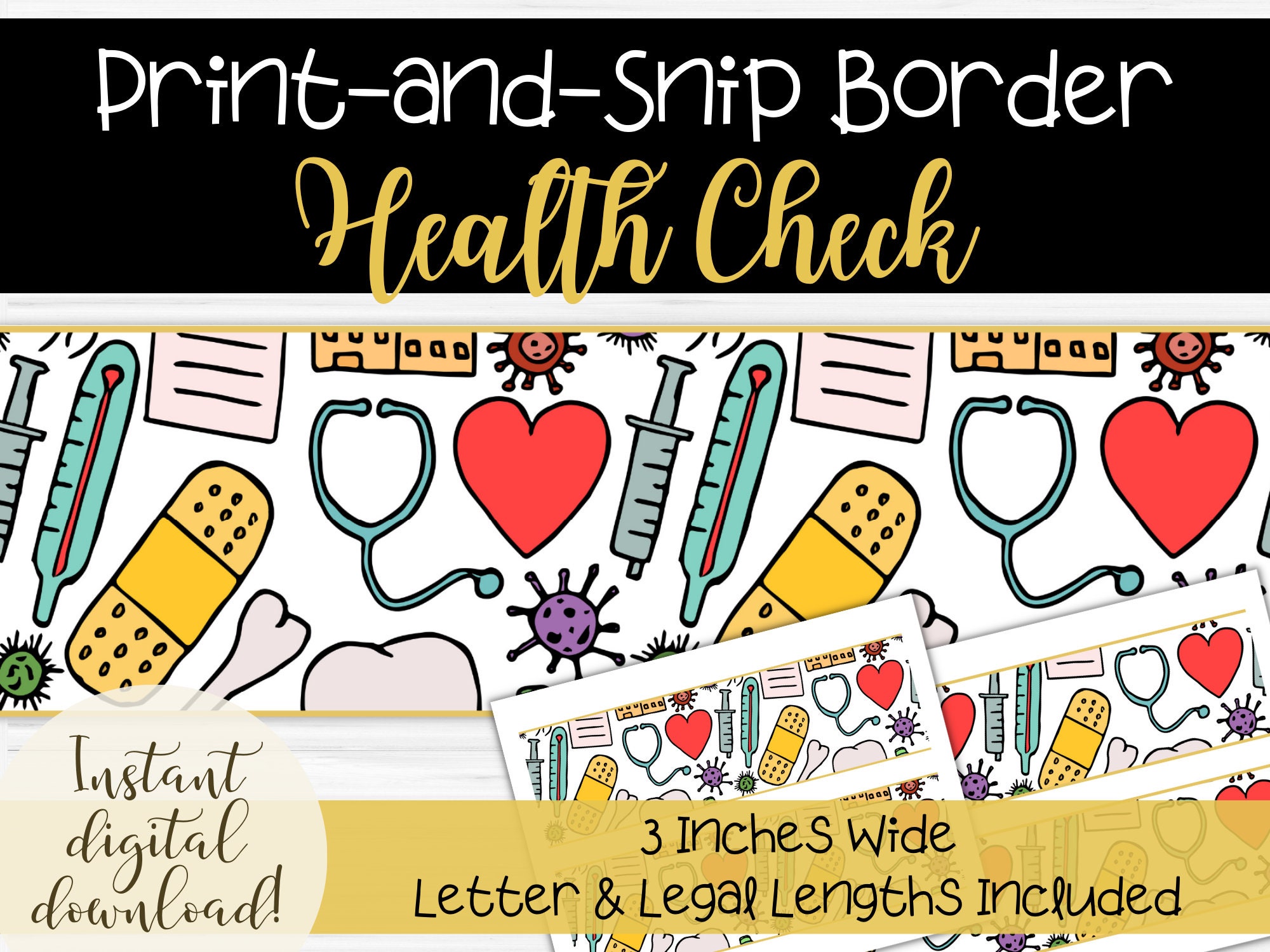Health Bulletin Board Border: School Nurse Printable Trim (digital ...