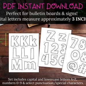 3 Inch Mini Bulletin Board Letters | Printable Letter Set | Small Sign ...