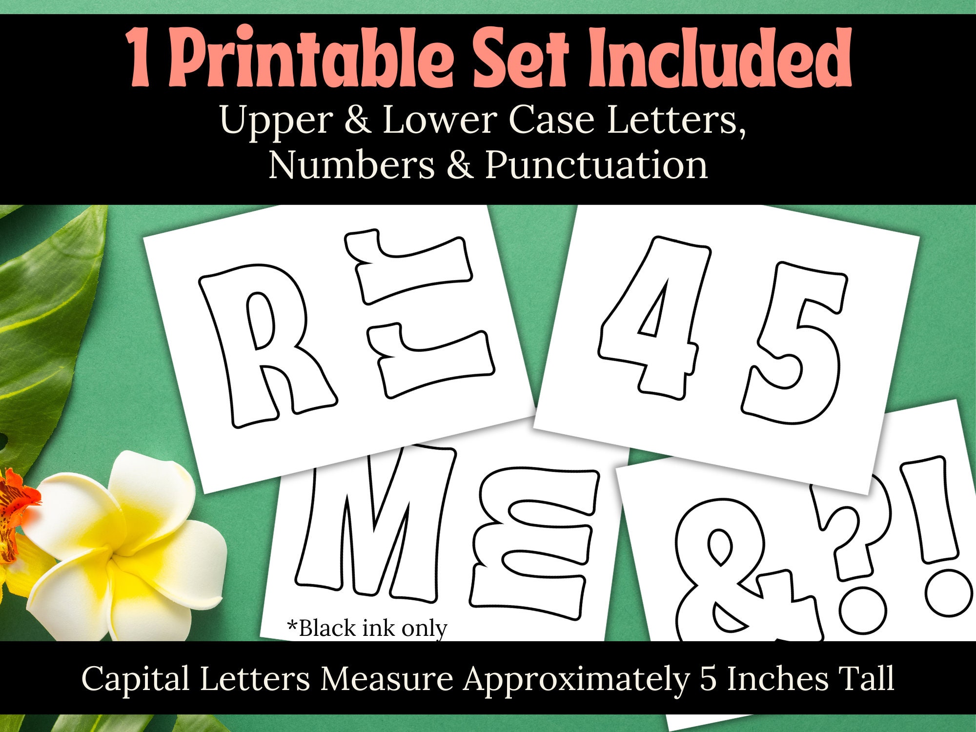 Printable Bulletin Board Letter Set Tropical Style Font Hawaiian Party ...