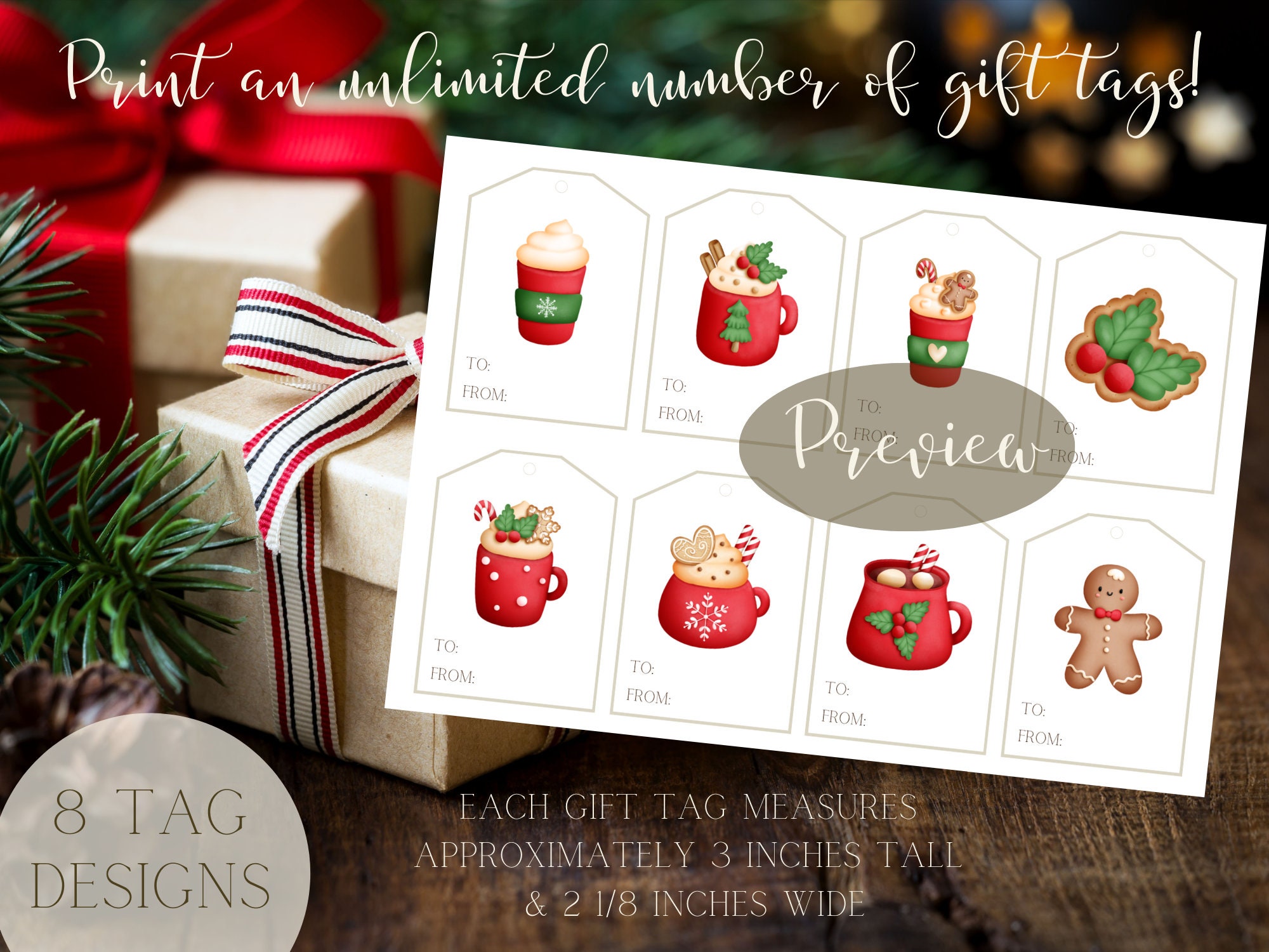 Holiday Treats Gift Tags Printable Christmas Gift Tags - Etsy
