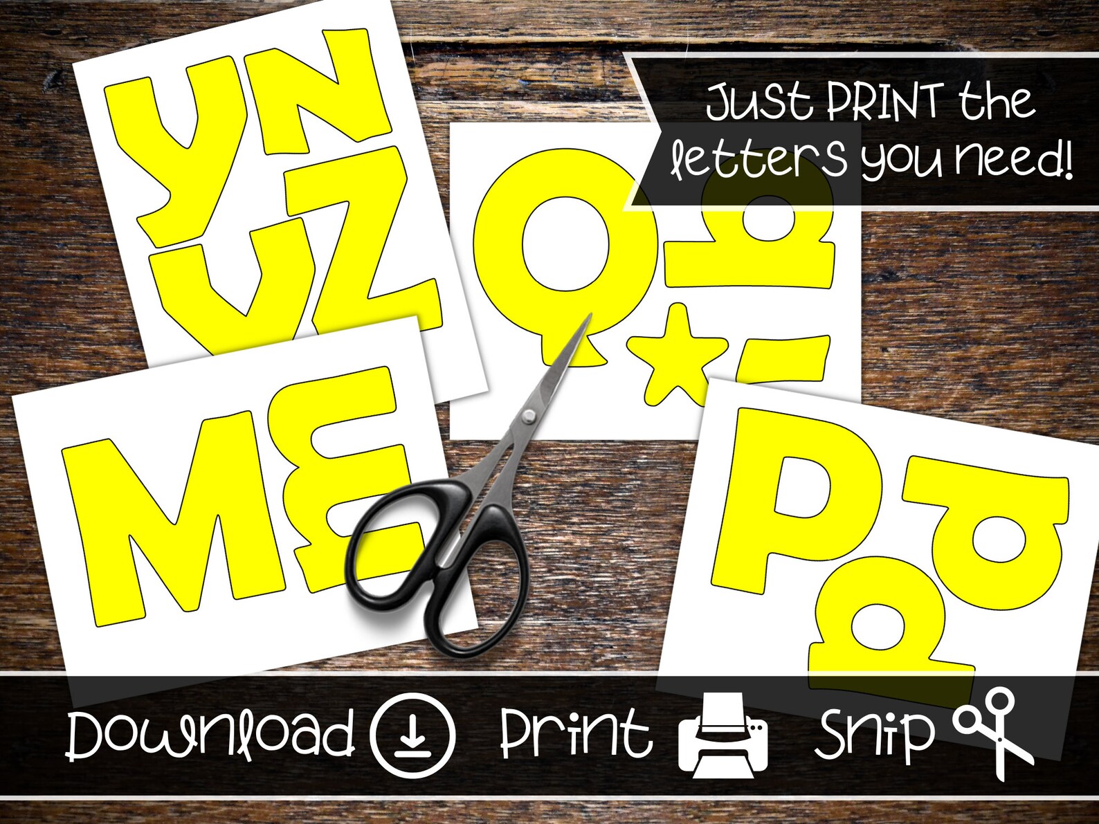 Printable Yellow Bulletin Board Letters With Black Outline for ...