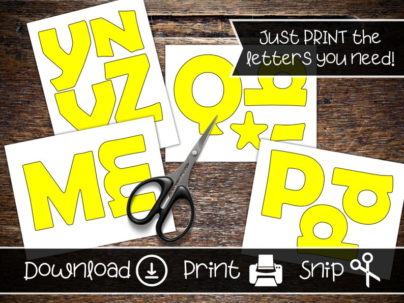 Printable Yellow Bulletin Board Letters With Black Outline for ...