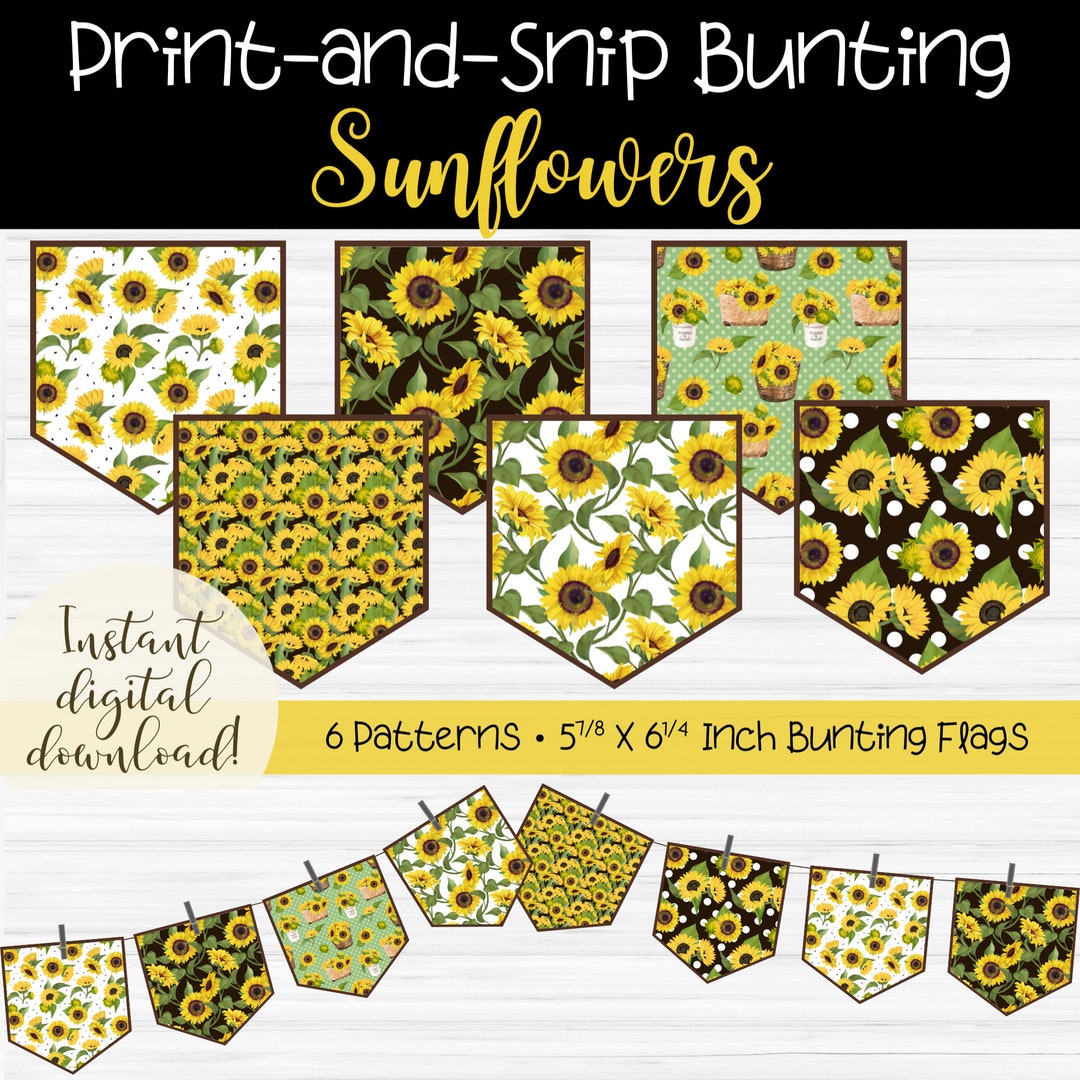 Yellow Sunflowers Bunting Banner Flags Bulletin Board Sunflower Theme ...