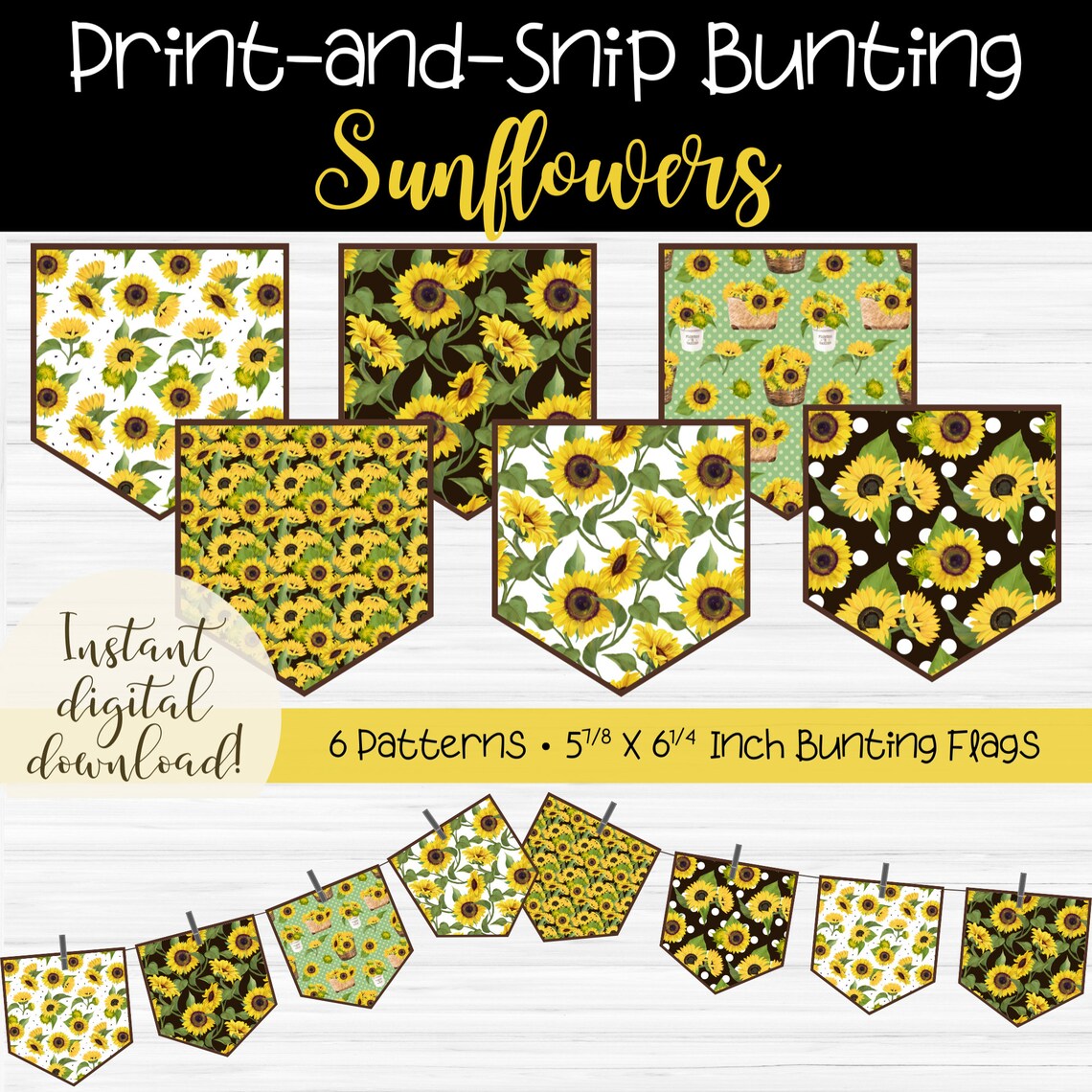 Sunflower Bunting Banner Flags: Classroom Decor (printable PDF) - Etsy