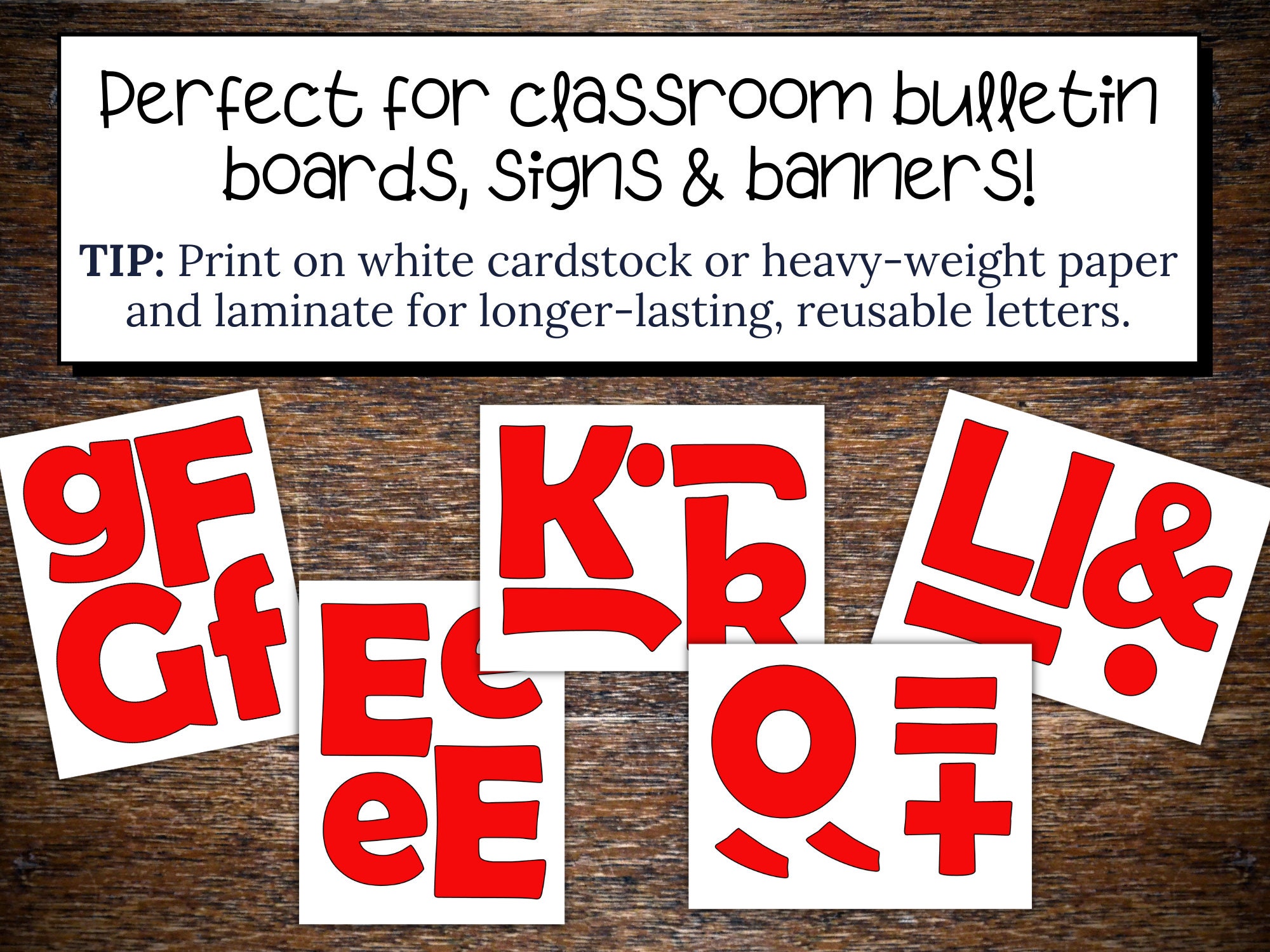Red Bulletin Board Letter Set, Printable Digital Download for Teachers ...