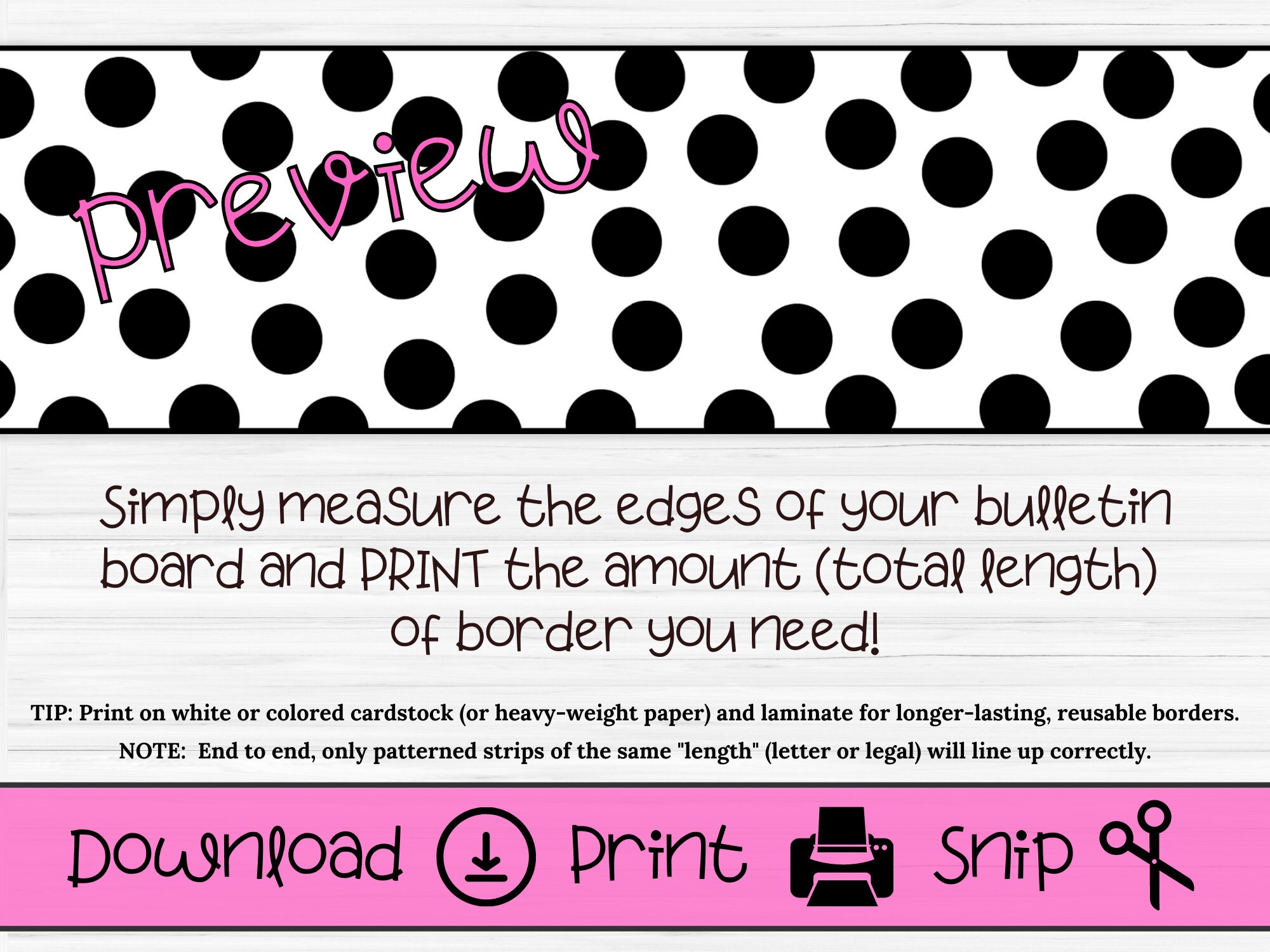 Bulletin Board Border With Black Polka Dots Printable Trim - Etsy