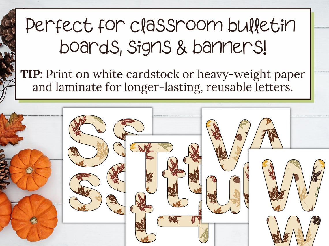 Printable Fall Foliage Brown and Beige Letter Set for - Etsy