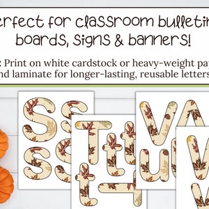 Printable Fall Foliage Brown and Beige Letter Set for Classroom ...
