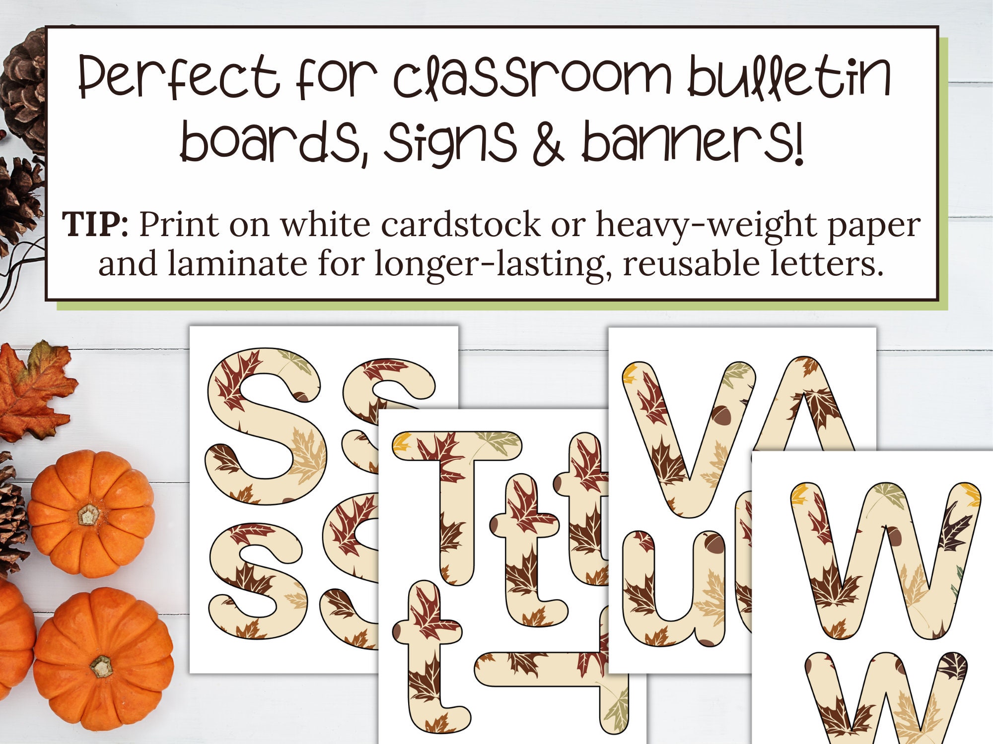 Printable Fall Foliage Brown and Beige Letter Set for - Etsy