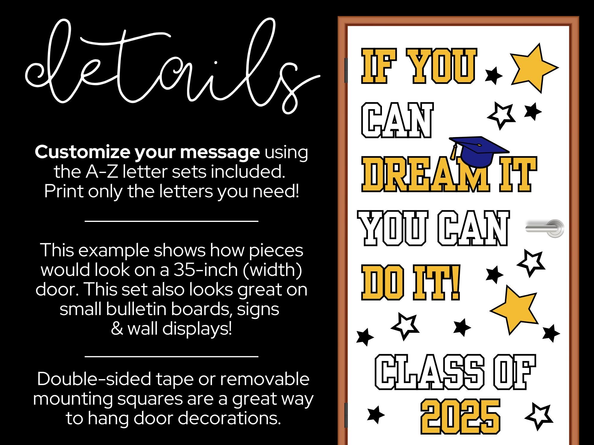 Graduation Door Decoration Set | Printable Letters, Caps, Stars ...