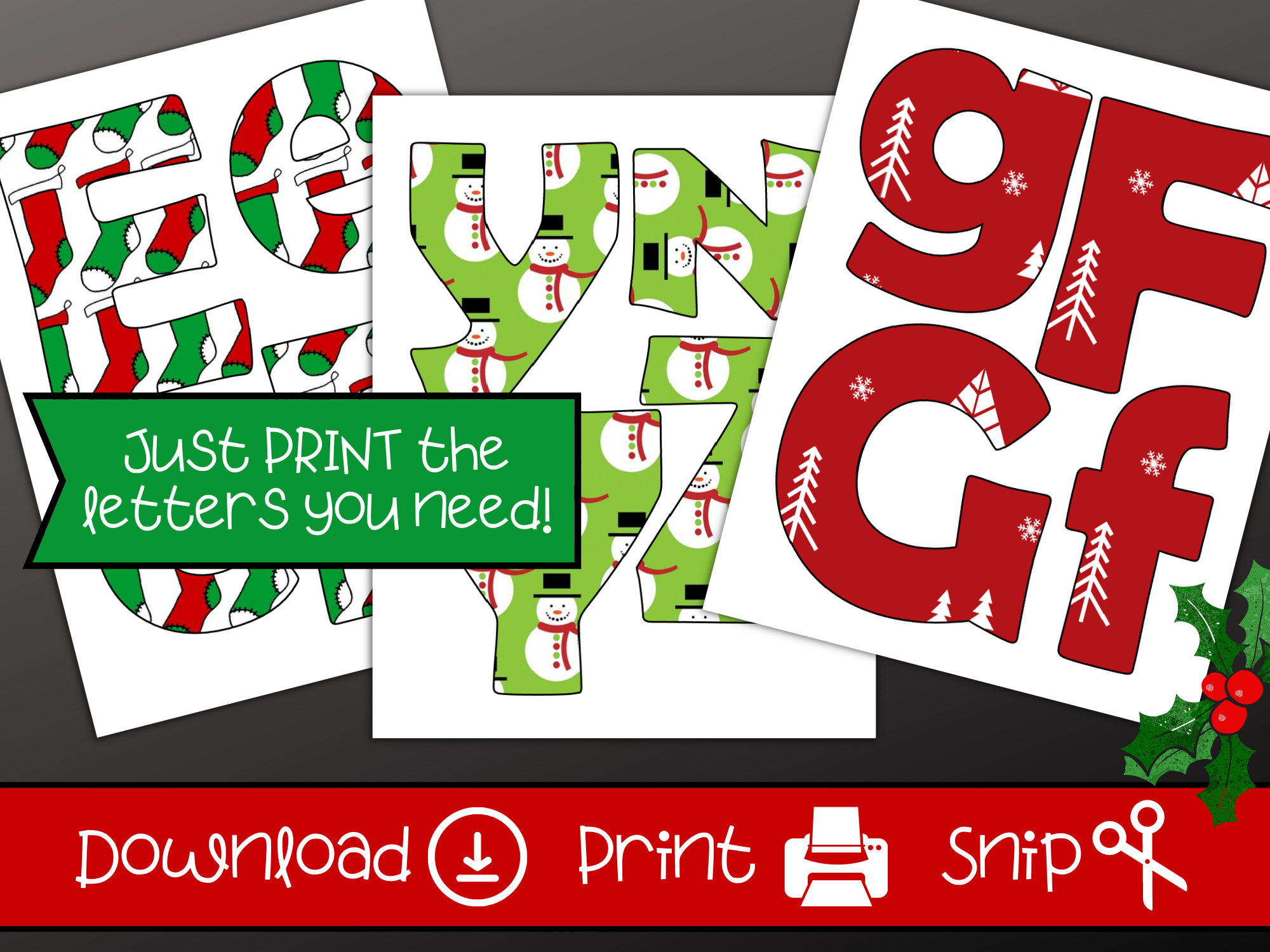 Printable Christmas Holiday Themed Letters for Festive - Etsy