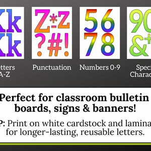 Printable Color Gradient Letters and Numbers, 4 Sets, Bulletin Boards ...