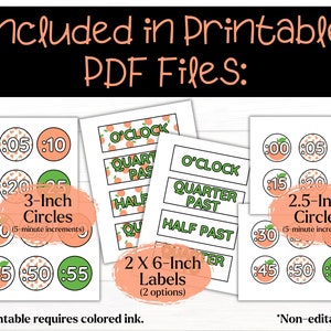 Clock Labels for Elementary Classroom | Peach Theme | Learning to Tell ...