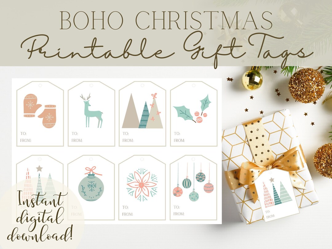 Boho Christmas Printable Fill-in Gift Tags for Holiday - Etsy