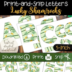 Printable St. Patrick's Day Bulletin Board Letters, Lucky Shamrocks and ...