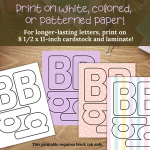 Printable Bulletin Board Letters and Numbers: 5-inch Black Outline (PDF ...