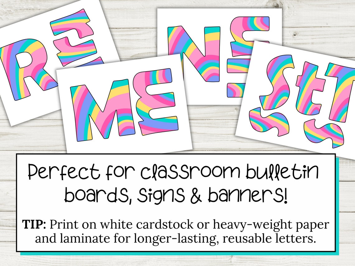 Rainbow Bulletin Board Letters Printable Letter Set for Teachers Party ...