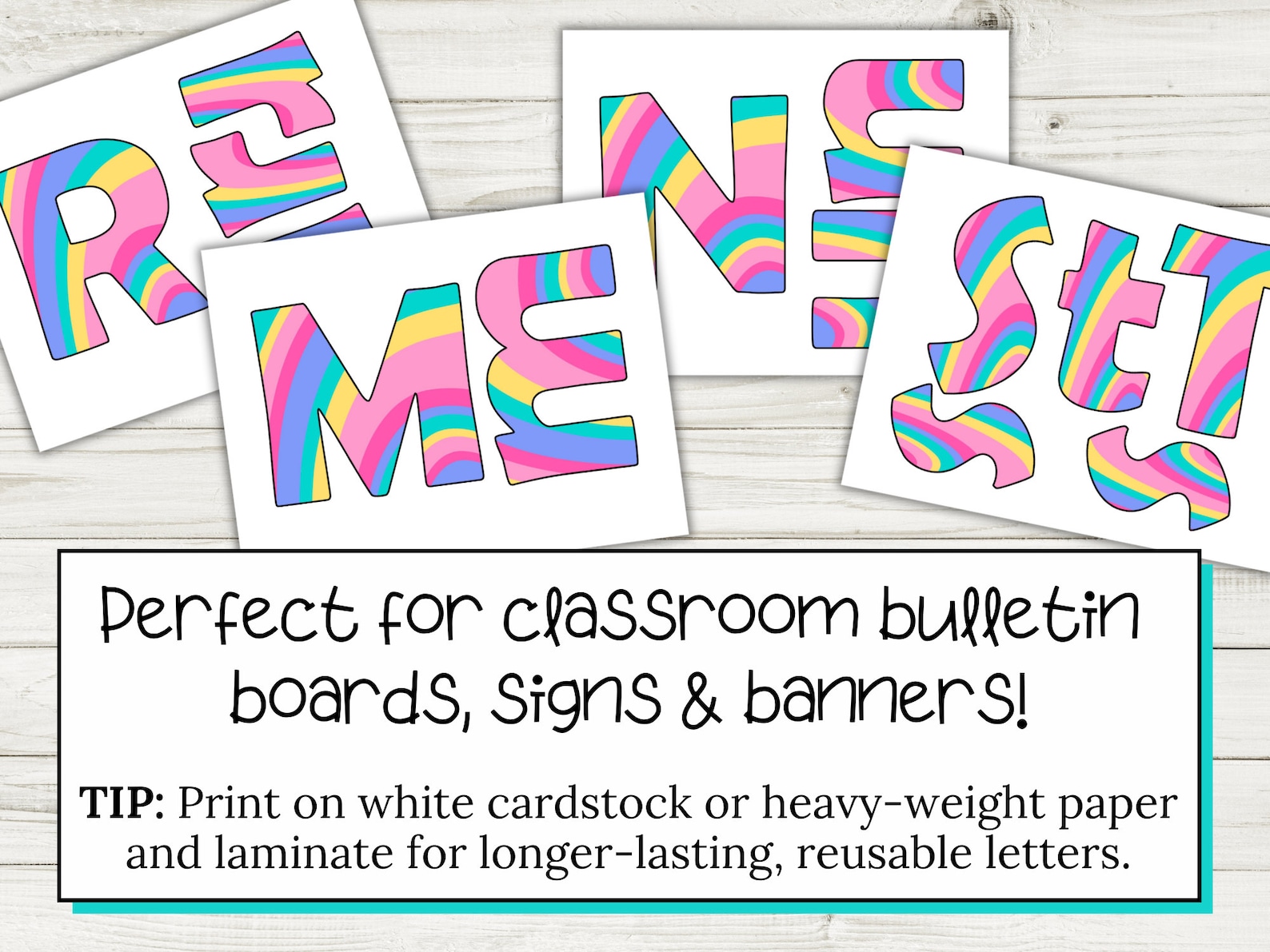 Rainbow Bulletin Board Letters Printable Letter Set for Teachers Party ...