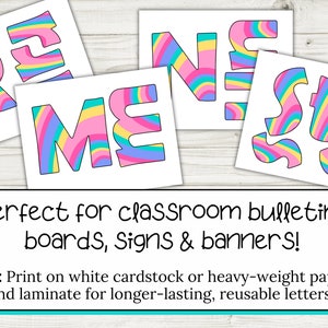 Rainbow Bulletin Board Letters | Printable Letter Set for Teachers ...