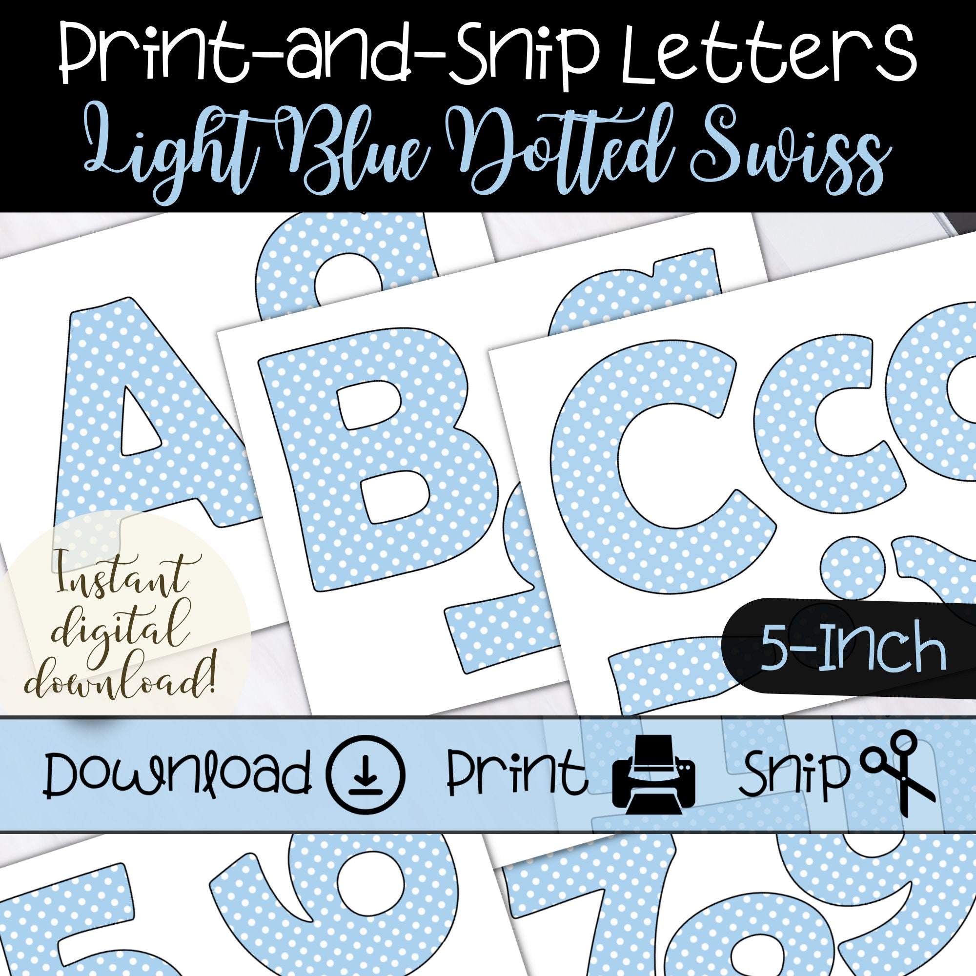 Printable Classroom Bulletin Board Letter Set for Teachers Light Blue ...