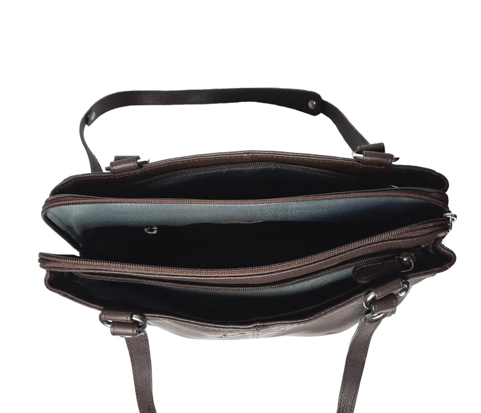 Brown Leather Three Compartment Shoulder Bag - Etsy