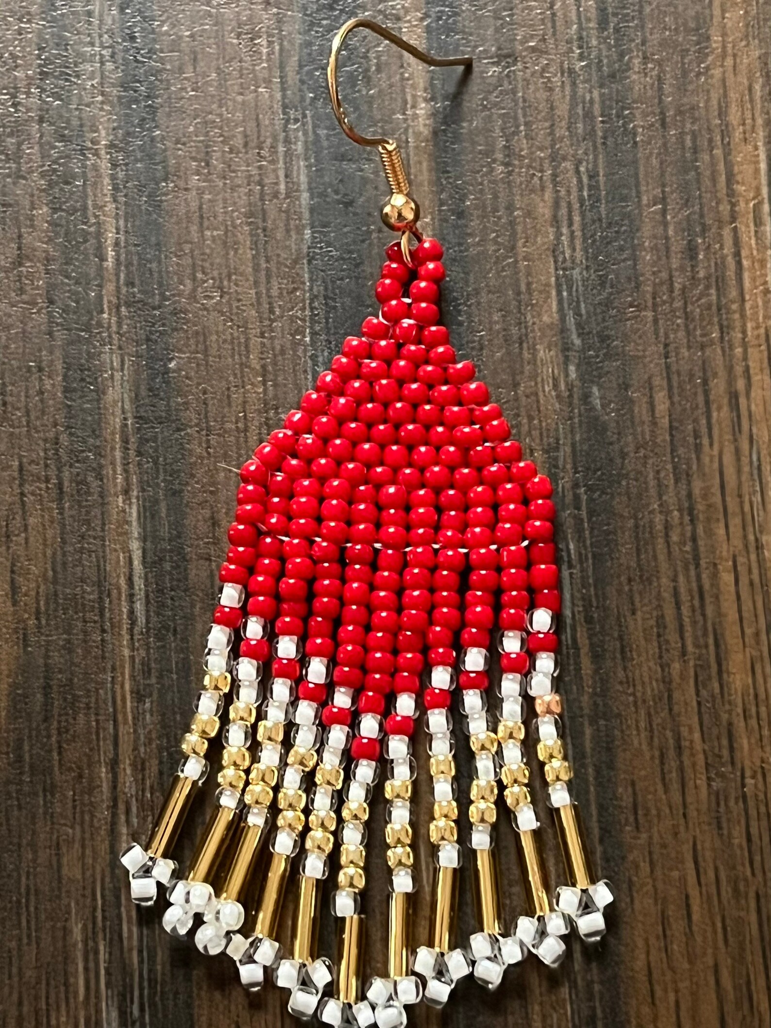 KC Chiefs Hand-beaded Earrings - Etsy
