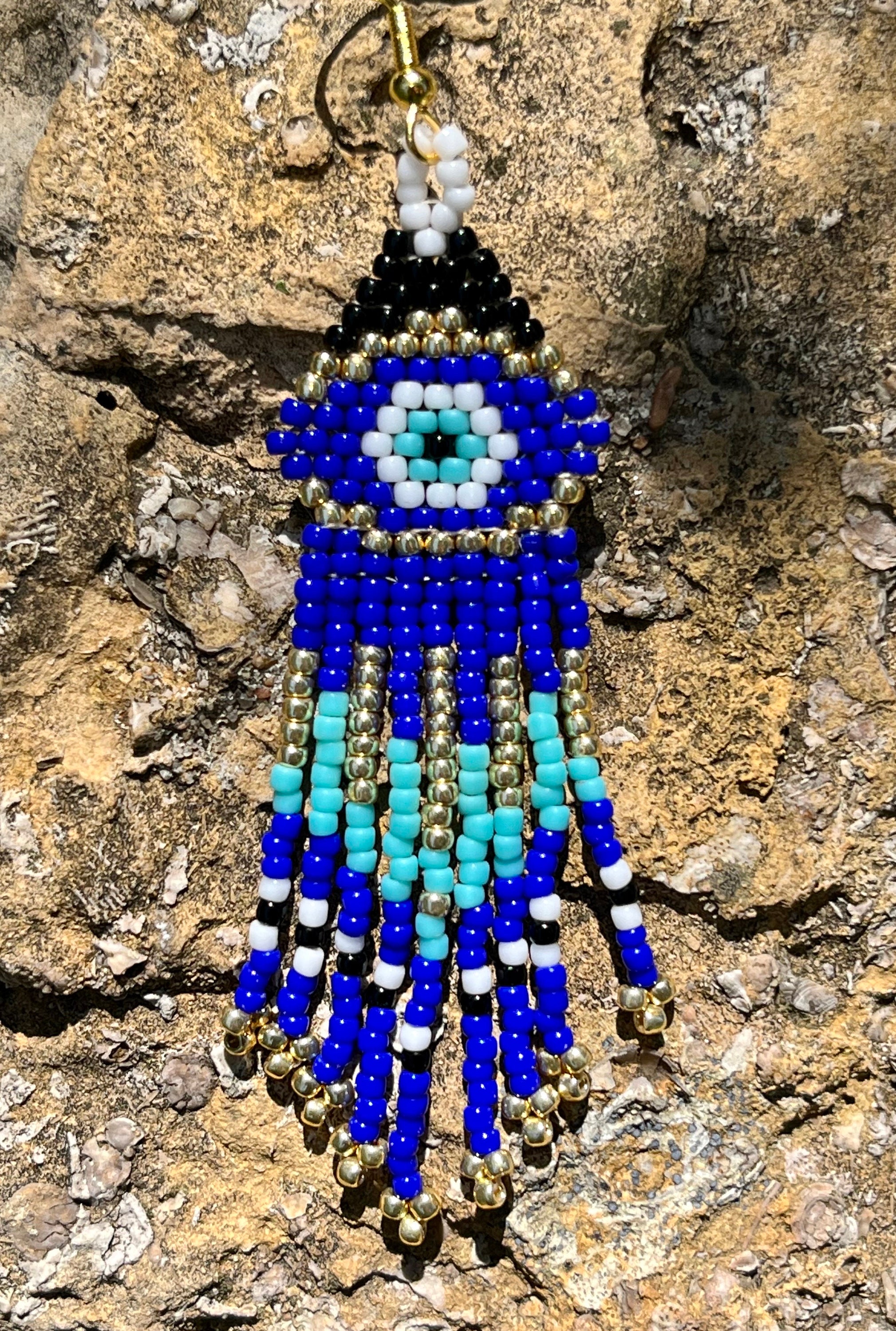 Evil Eye Hand-beaded Earrings - Etsy