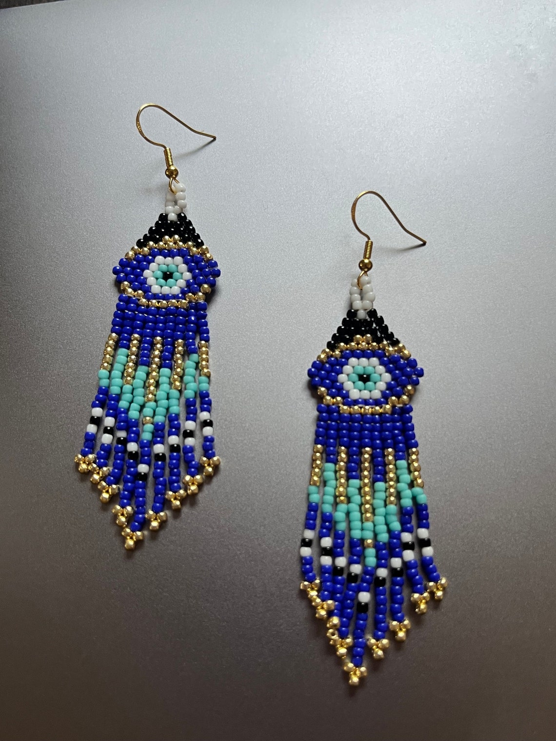 Evil Eye Hand-beaded Earrings - Etsy