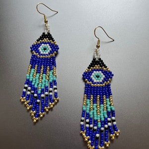 Evil Eye Hand-beaded Earrings - Etsy