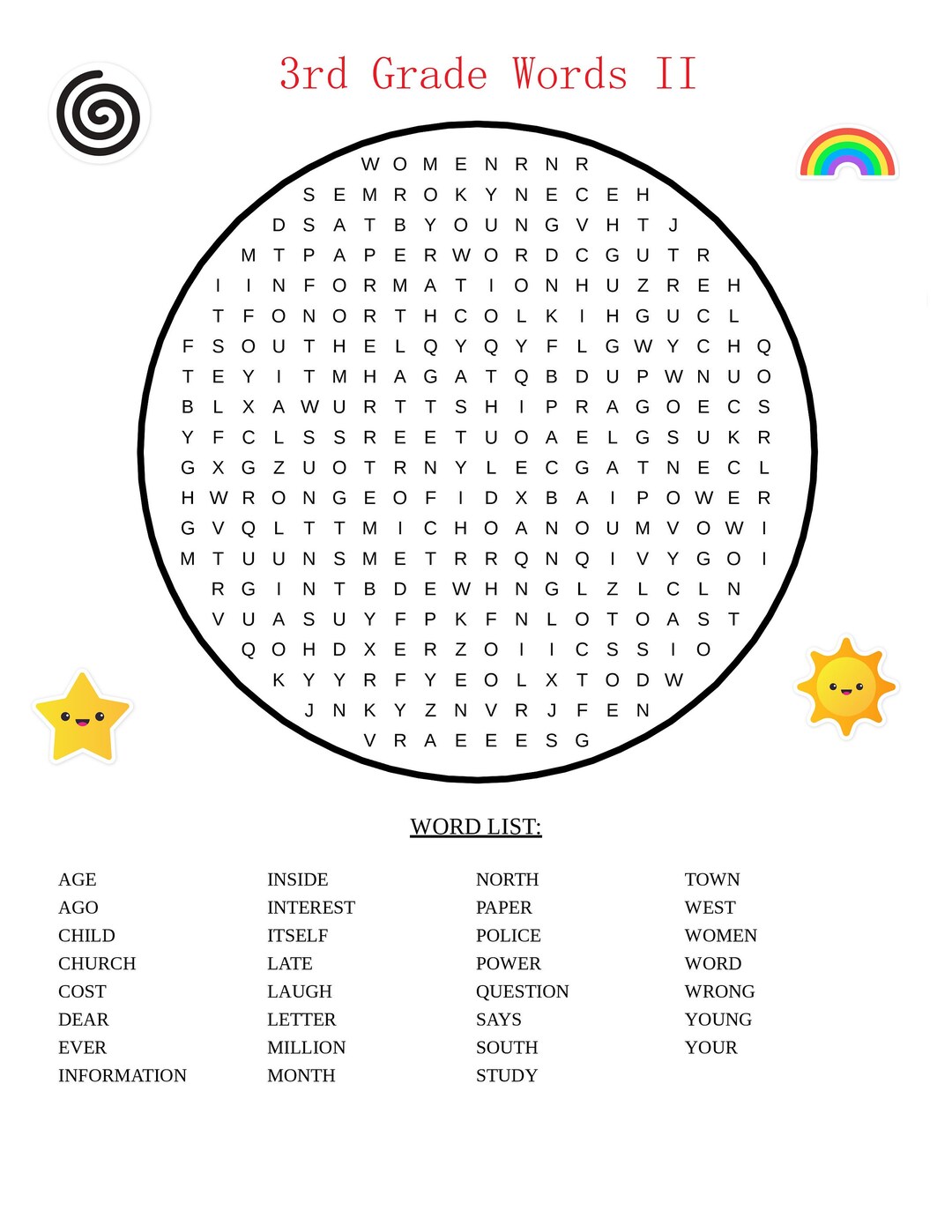 3rd Grade Words 2 Word Search Etsy 3rd-grade-words-2-word-search-etsy