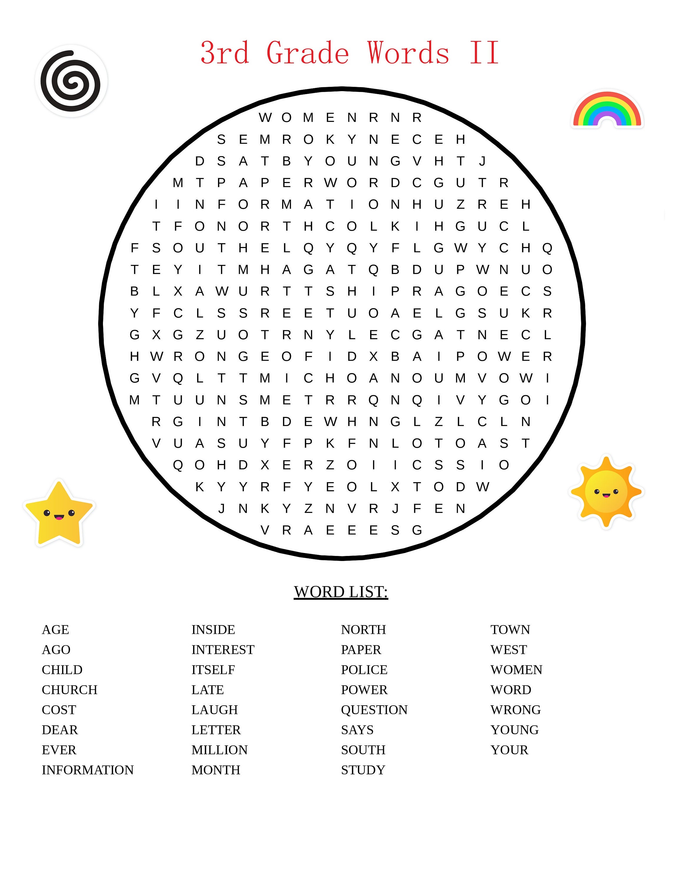 3rd Grade Words 2 Word Search Etsy 3rd Grade Words 2 Word Search Etsy