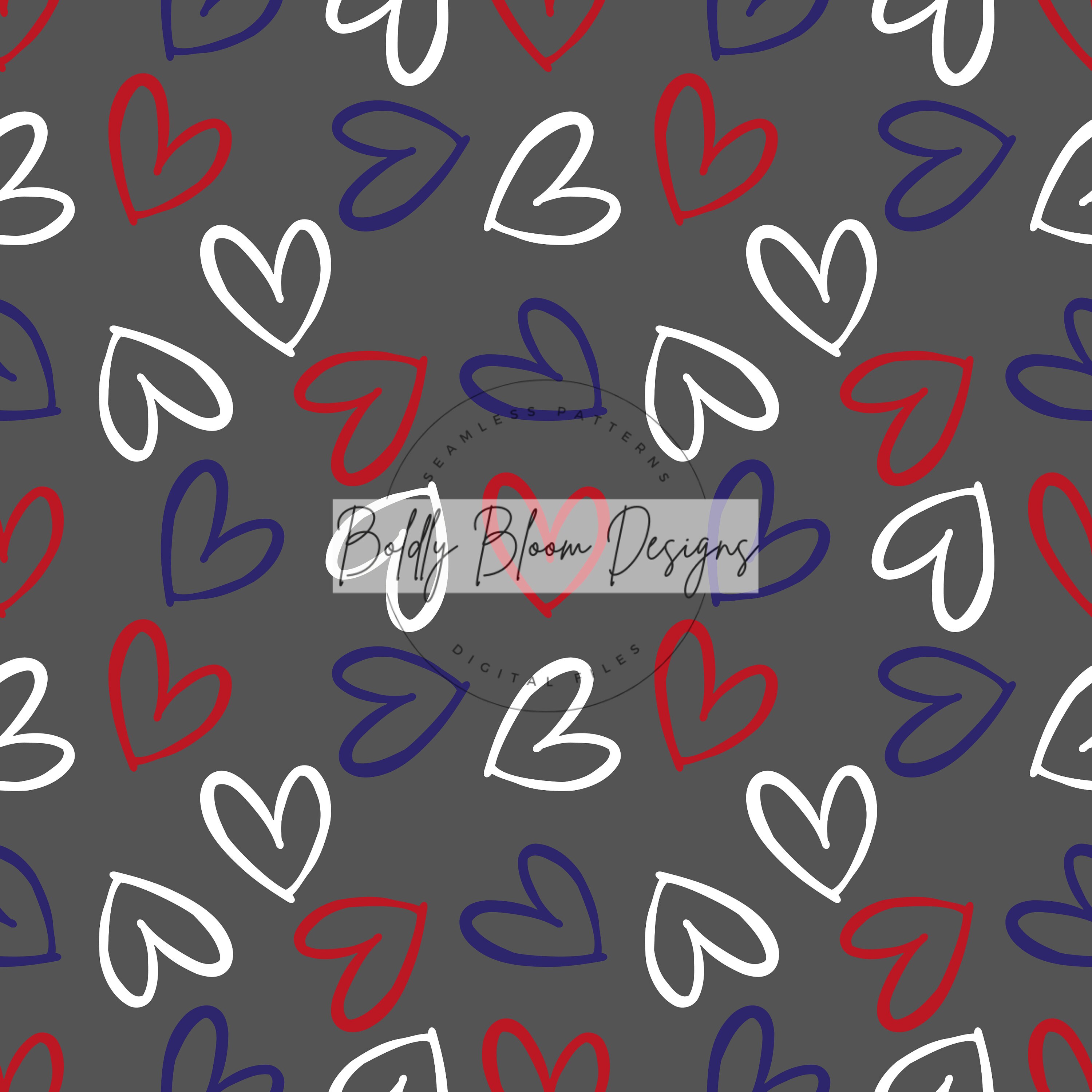 Patriotic Hearts Seamless Pattern, 4th of July Seamless, Hearts ...