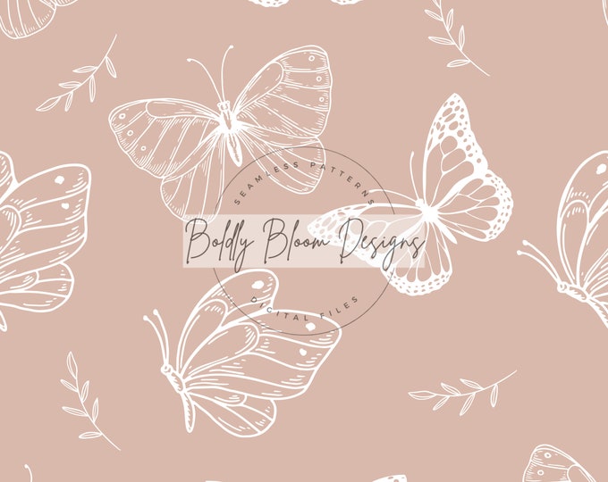 White Butterfly Seamless Pattern, Butterflies Seamless, Boho Butterfly ...
