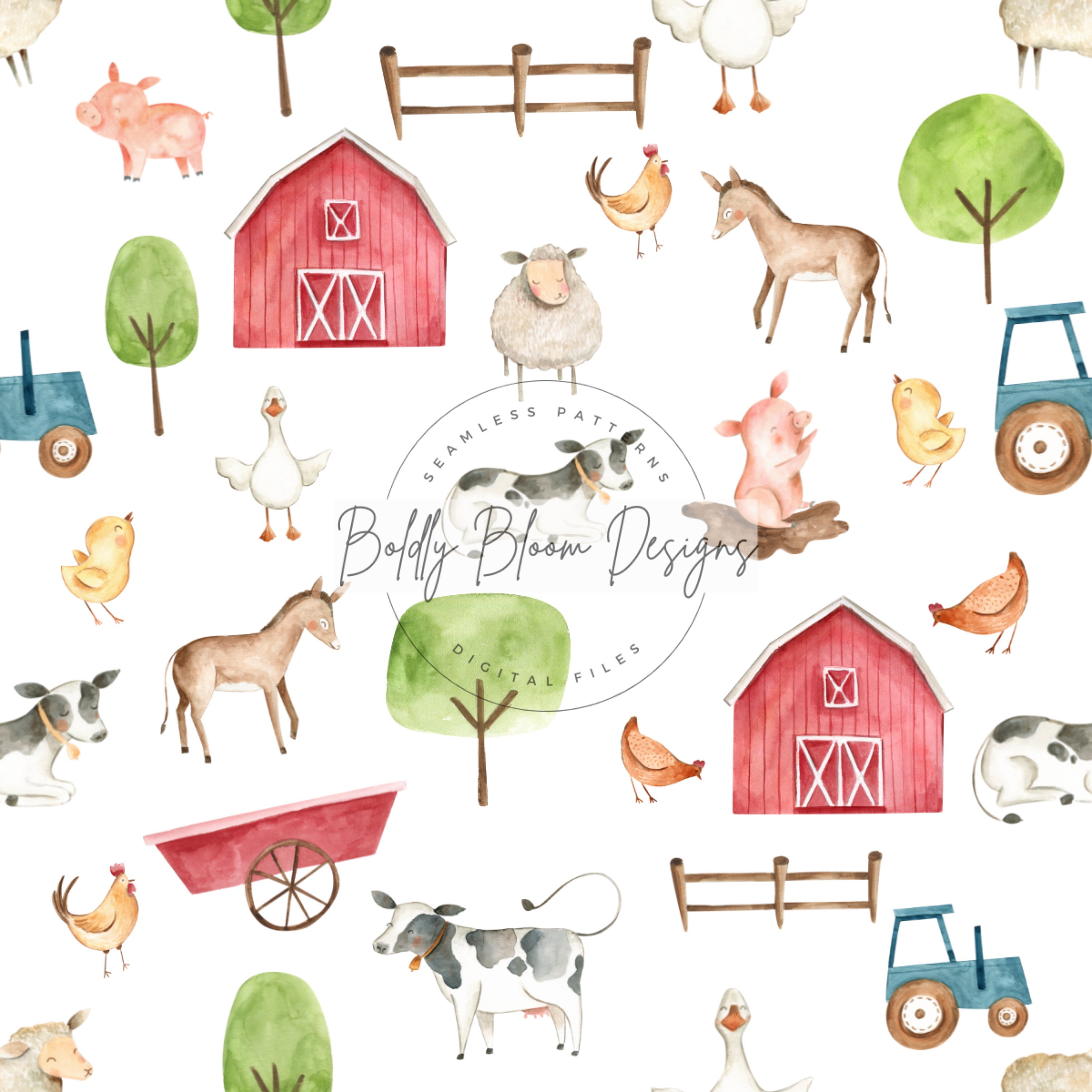On the Farm Seamless Pattern, Farm File, Farm Seamless Pattern, Farm ...