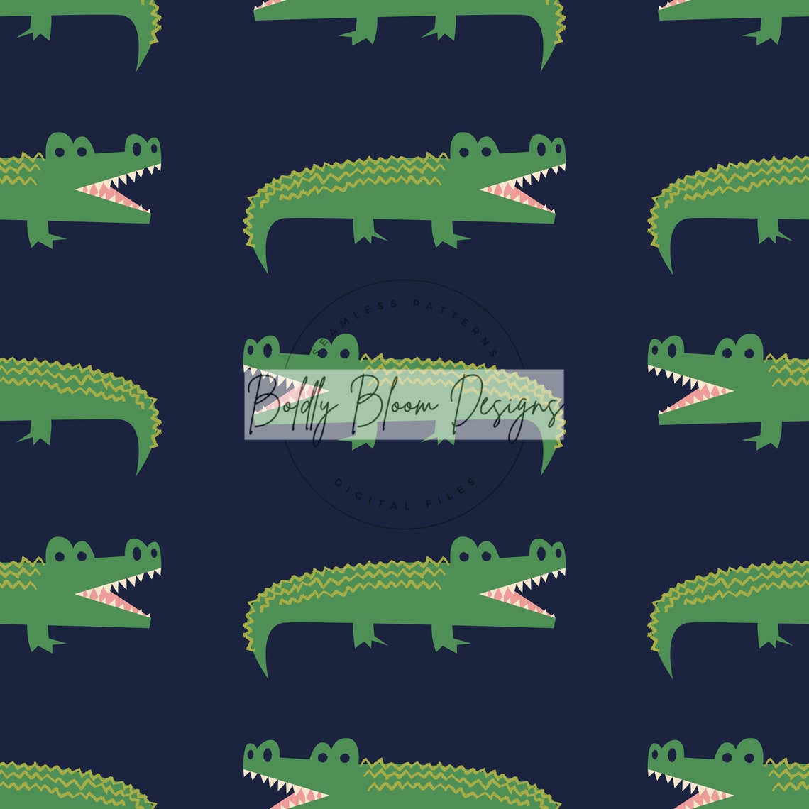 Alligator Seamless Pattern With Matching Dots, Alligator Seamless ...